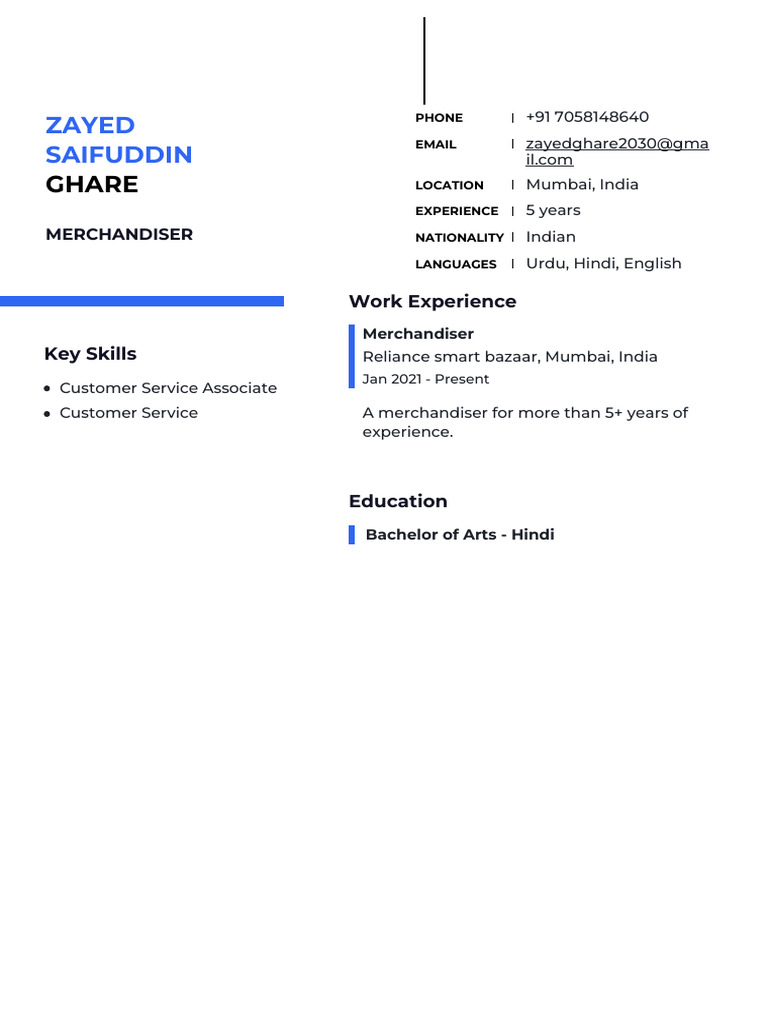 Zayed Saifuddin Ghare Naukrigulf Cv 23dec2025 Cv | PDF