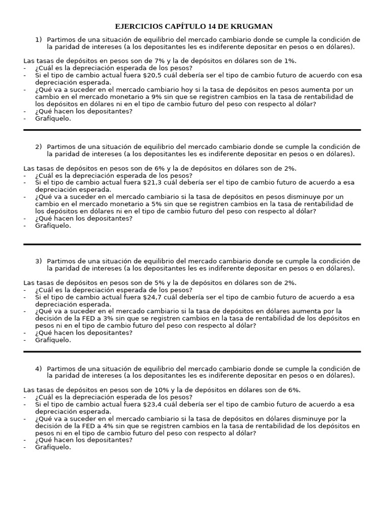 Ejercicios Cap 14 | PDF | Tipo de cambio | Dólar de los Estados Unidos