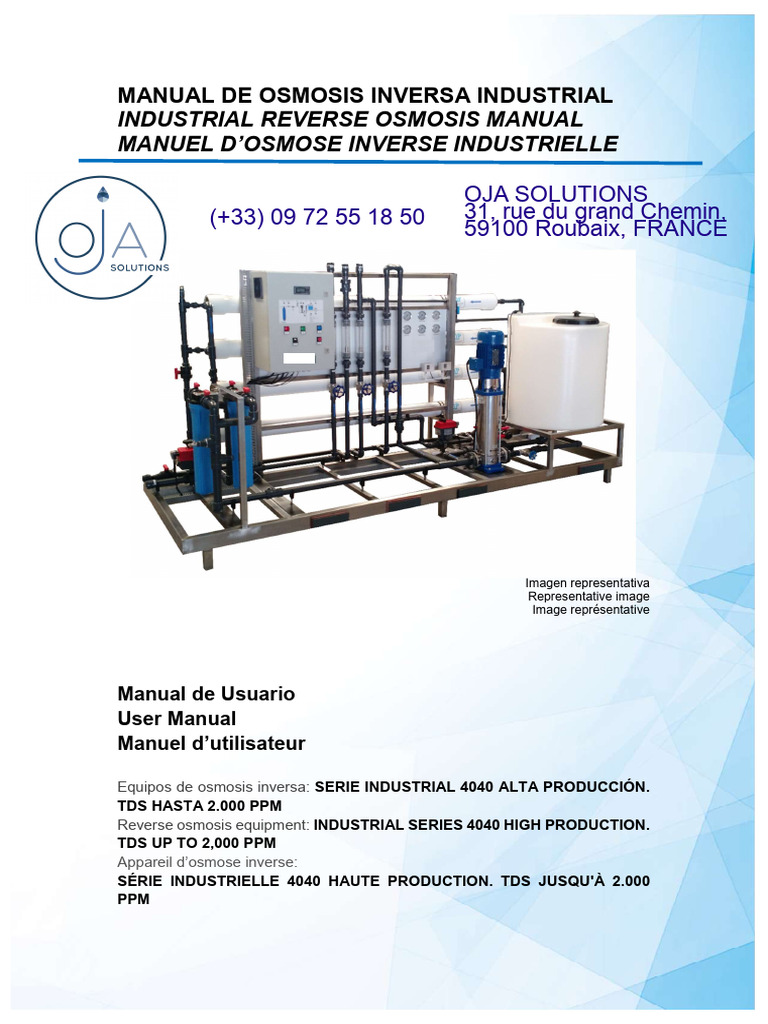 Manual de Ósmosis Inversa | PDF | Agua | Ósmosis