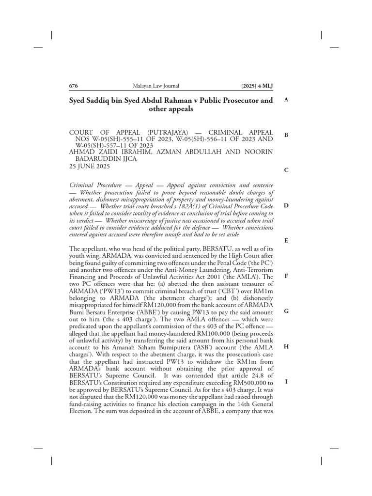 Syed Saddiq bin Syed Abdul Rahman v Public Prosecutor and other appeals ...