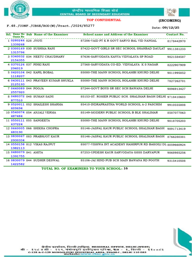 85277 Incoming List-1 | PDF