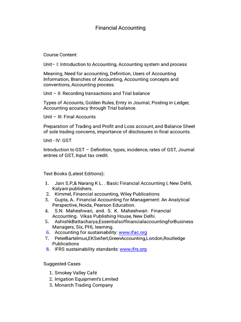 Financial Accounting Course Overview | PDF