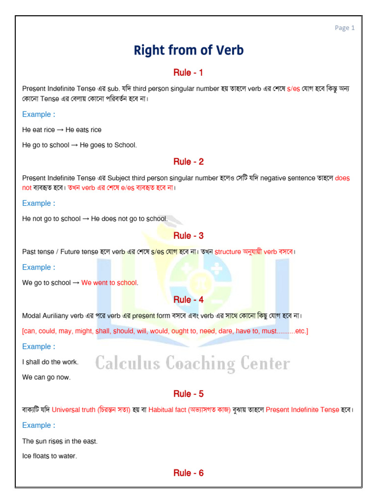 English Verb Tense Rules Explained | PDF | Verb | Grammatical Tense