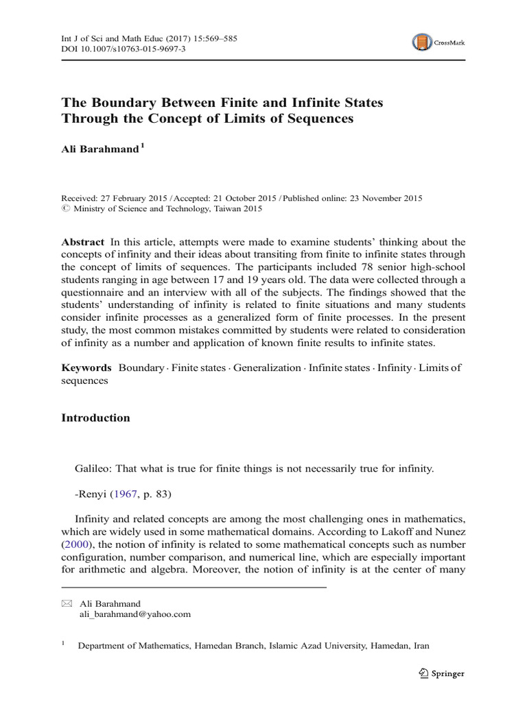 barahmand 2017 | PDF | Limit (Mathematics) | Infinity