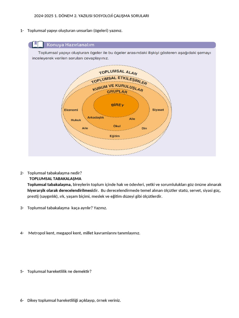Sosyoloji Çalışma 1-2-25-26 | PDF