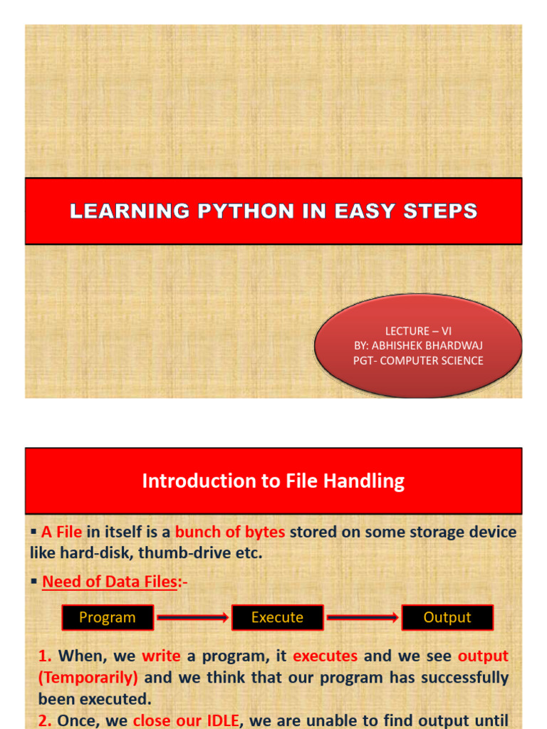 File Handling in Python (Intro, Text and CSV) | PDF | Comma Separated ...