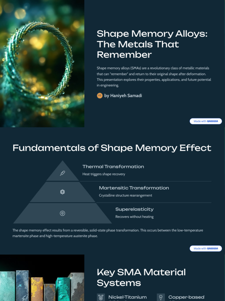 Shape Memory Alloys: Properties & Applications | PDF | Shape Memory ...