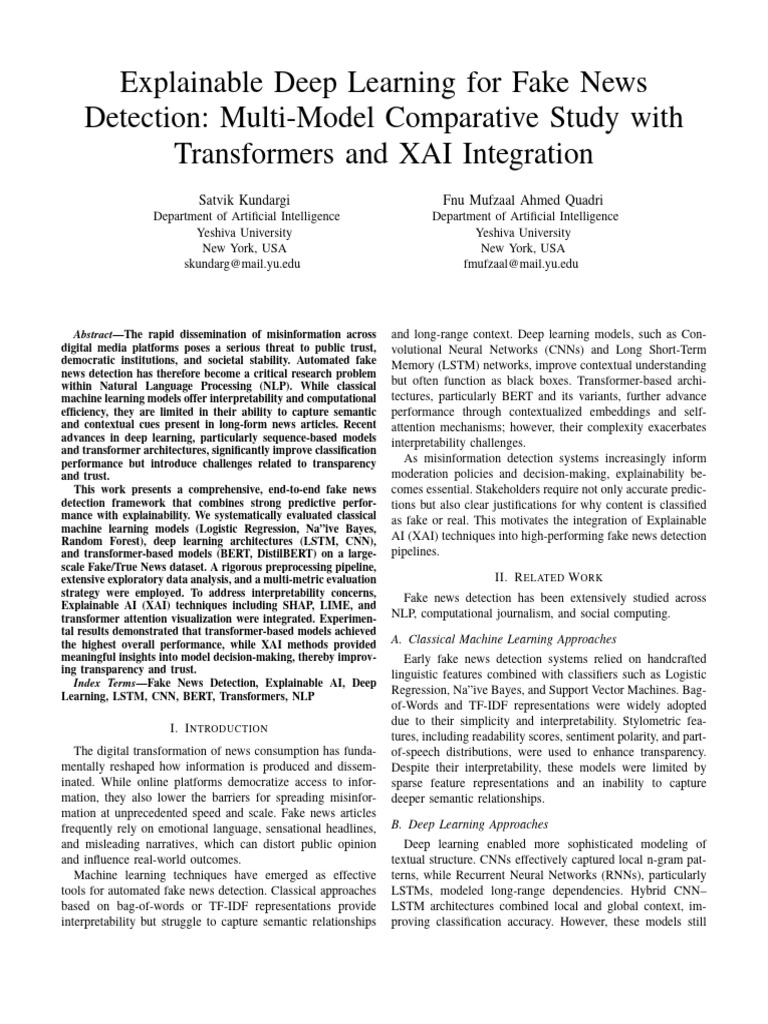 Explainable AI for Fake News Detection | PDF | Deep Learning | Machine ...