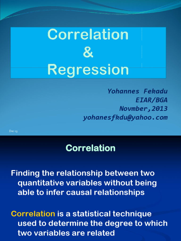 Correlation & Regression | PDF | Logistic Regression | Regression Analysis