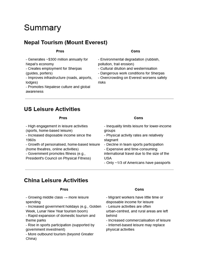 Geog Case Study Work.pdf | PDF | Tourism | Economies