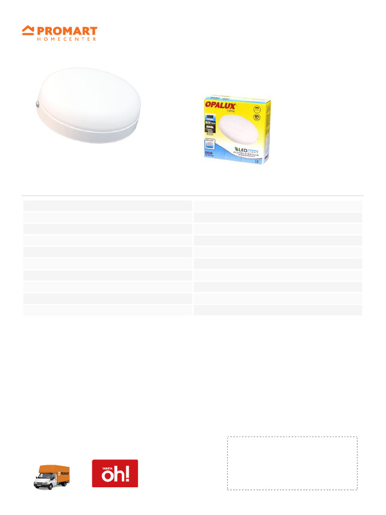 Plafón LED Opalux 18W Luz Fría | PDF