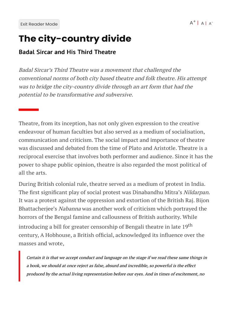 The City-Country Divide - Economic and Political Weekly 2 | PDF | Theatre