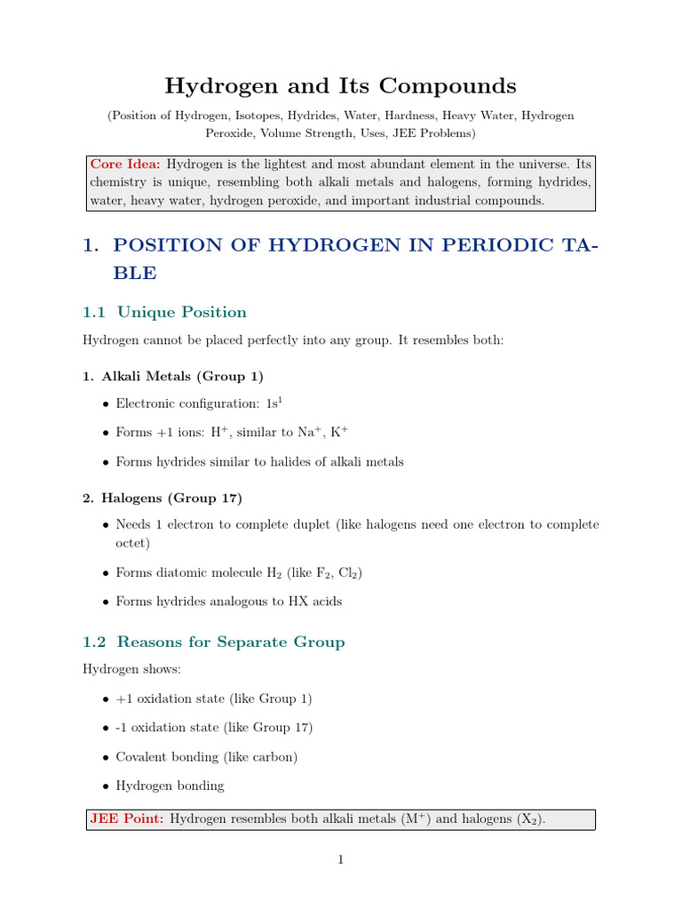 Hydrogen Its Compounds | PDF | Hydride | Hydrogen