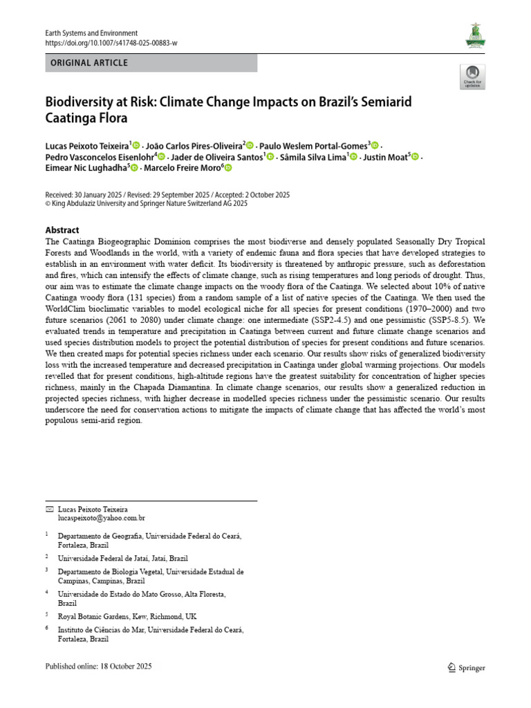 Climate Change Effects on Caatinga Flora | PDF | Forests | Climate Change