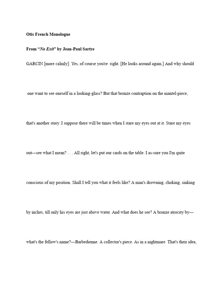 Otis French Monologue Analysis | PDF