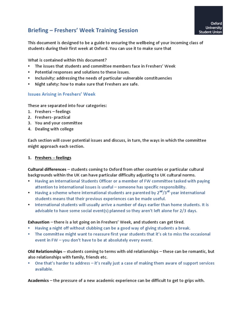 Briefing - FW Training Session | PDF | Freshman