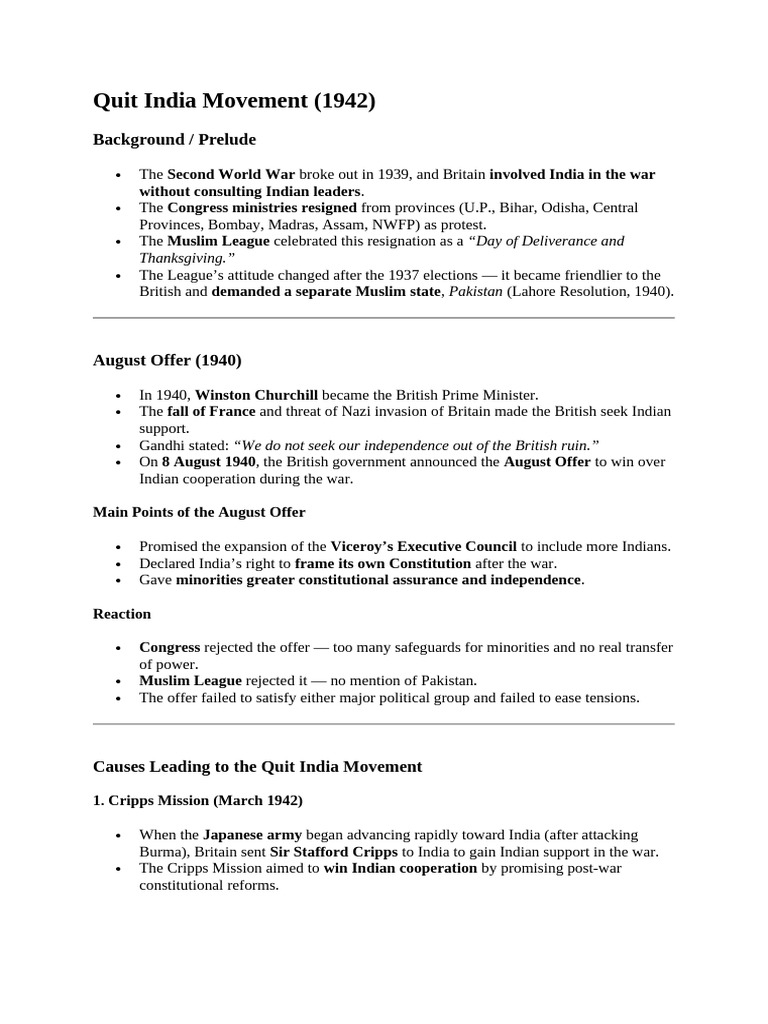 Quit India Movement | PDF | British Raj | Politics Of India