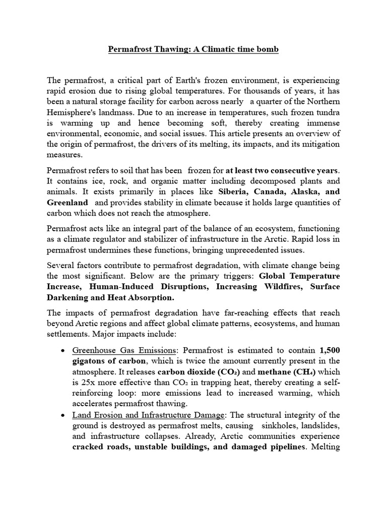 Permafrost Thawing: a climatic time bomb | PDF | Climate Change ...