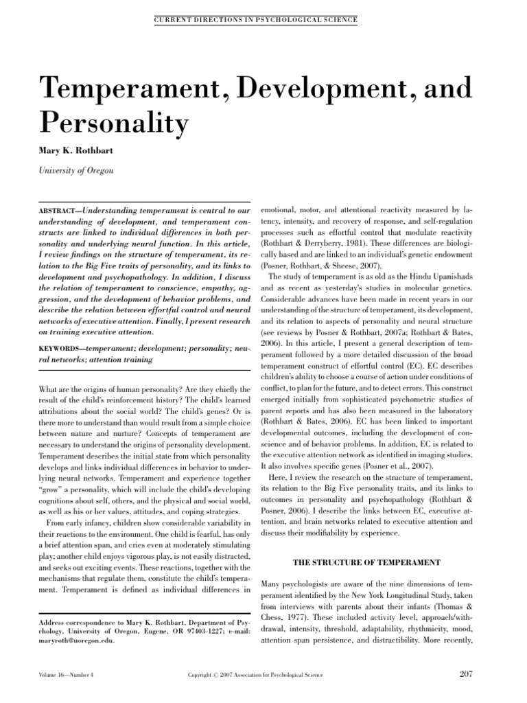 Understanding Temperament and Personality | PDF | Temperament | Affect ...