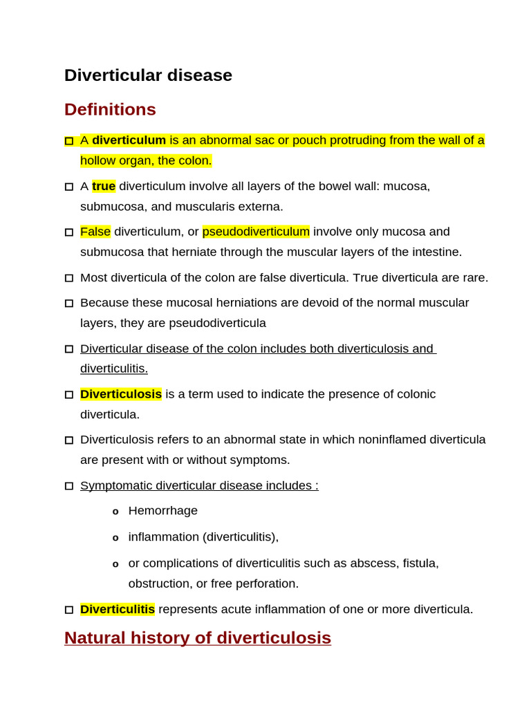Diverticulosis or Diverticular Disease - Lecture 2013 | PDF | Human ...