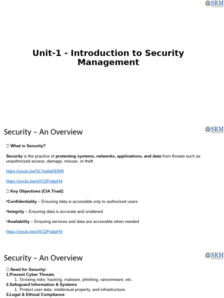 Introduction to Security Management Concepts | PDF | Security ...