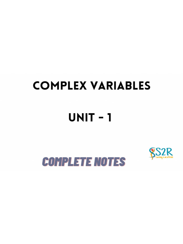 Complex Variable Unit 1 | PDF