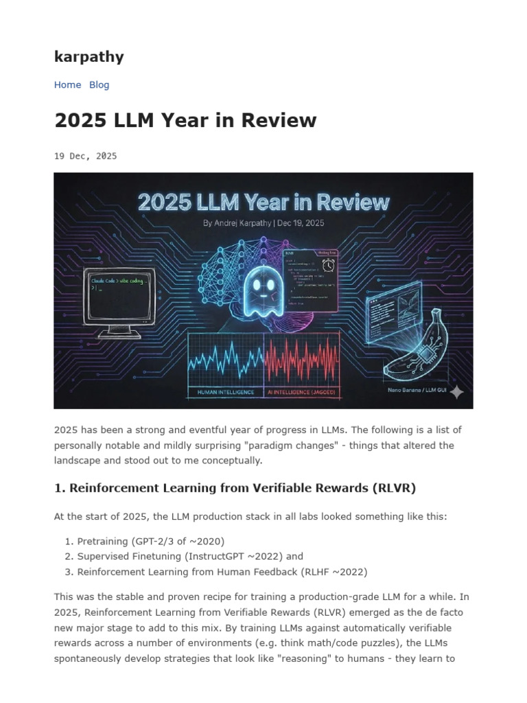 2025 LLM Year in Review - Karpathy | PDF | Artificial Intelligence ...