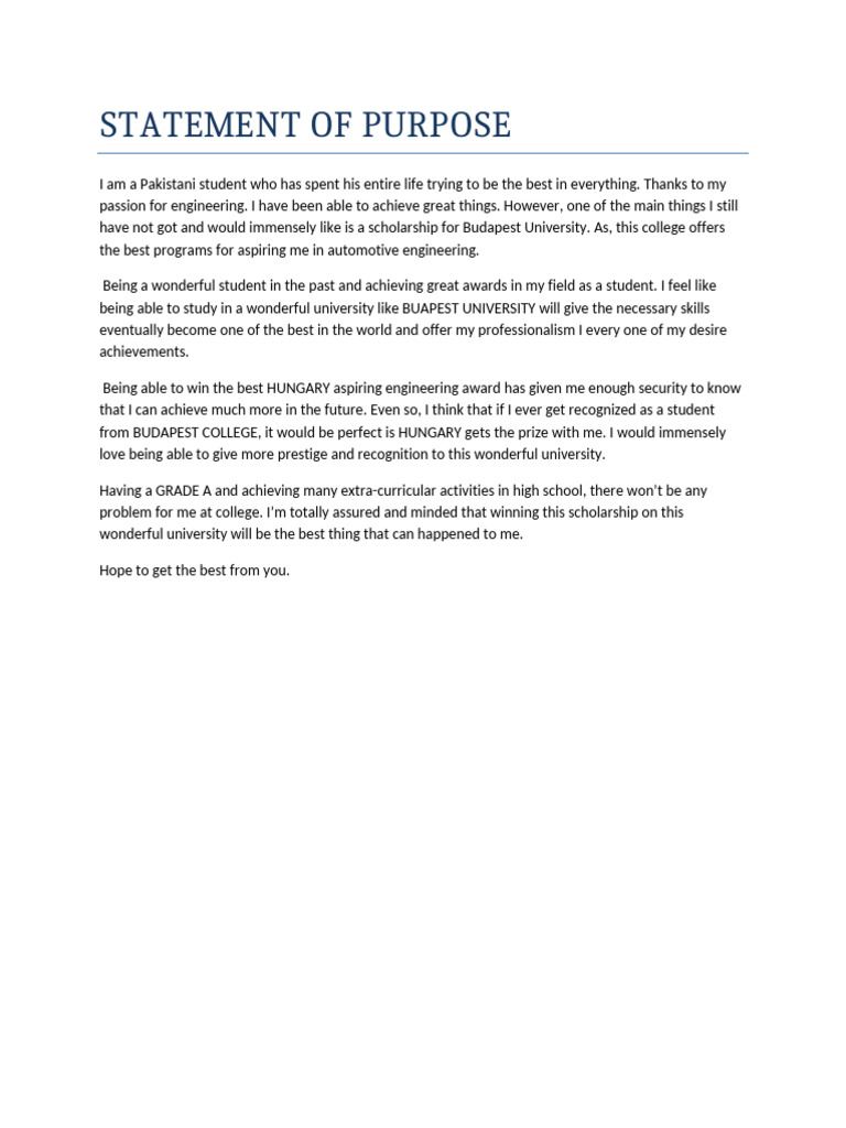 Statement of Purpose | PDF