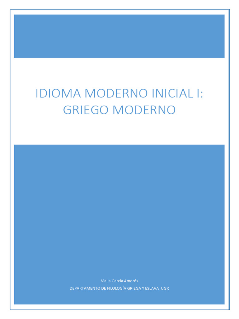 Idioma Moderno Inicial I Griego moderno | PDF | Verbo | Conjugación ...