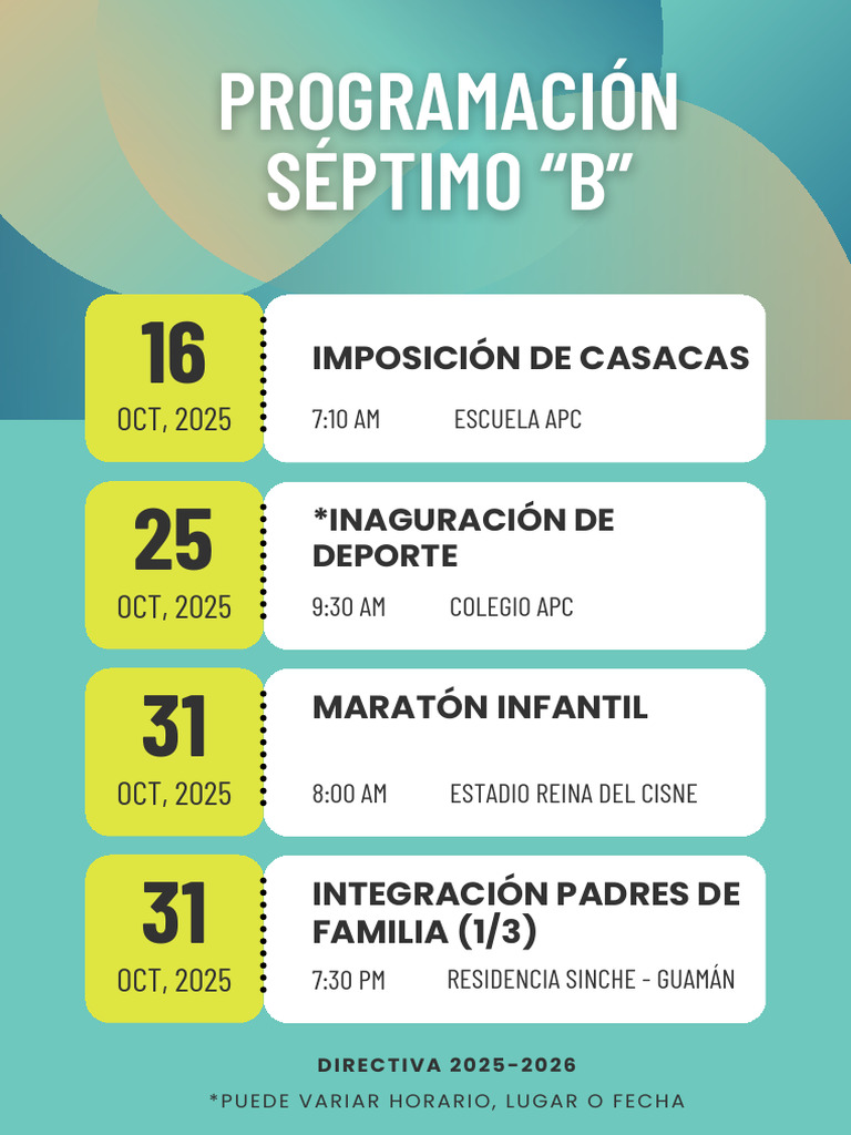 Green Geometric Modern Event Schedule Rundown Flyer | PDF