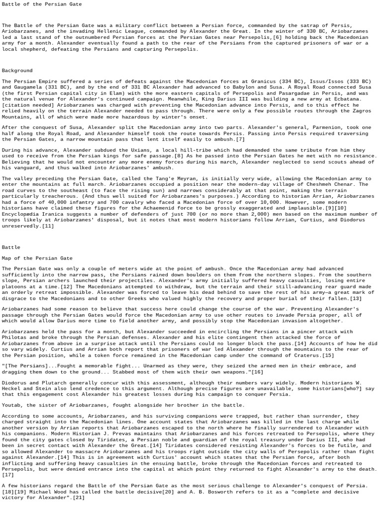 Battle of The Persian Gate | PDF | Military | Achaemenid Empire