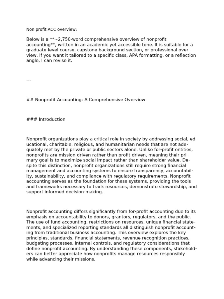 ACC NFP overview 1 | PDF | Nonprofit Organization | Expense