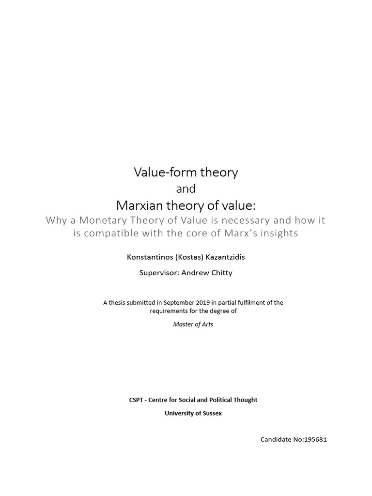 Value Form Theory and Marxian Theory of | PDF | Value (Economics) | Marxism