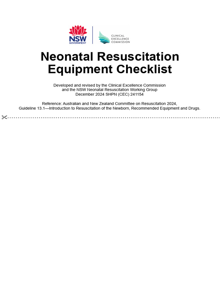 Neonatal Resuscitation Equipment Checklist | PDF | Cardiopulmonary ...