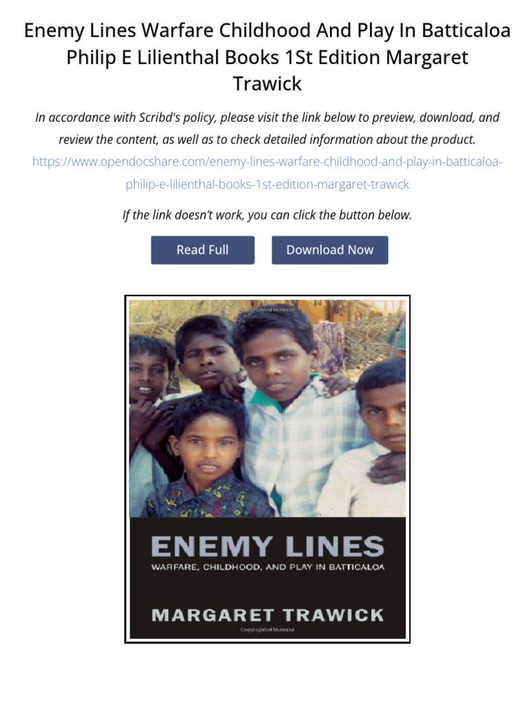 Enemy Lines Warfare Childhood and Play in Batticaloa Philip E ...