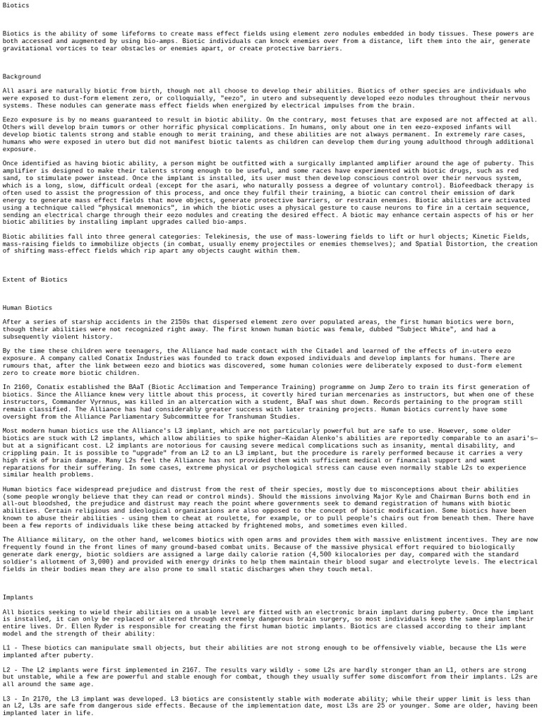 Understanding Biotics and Their Abilities | PDF