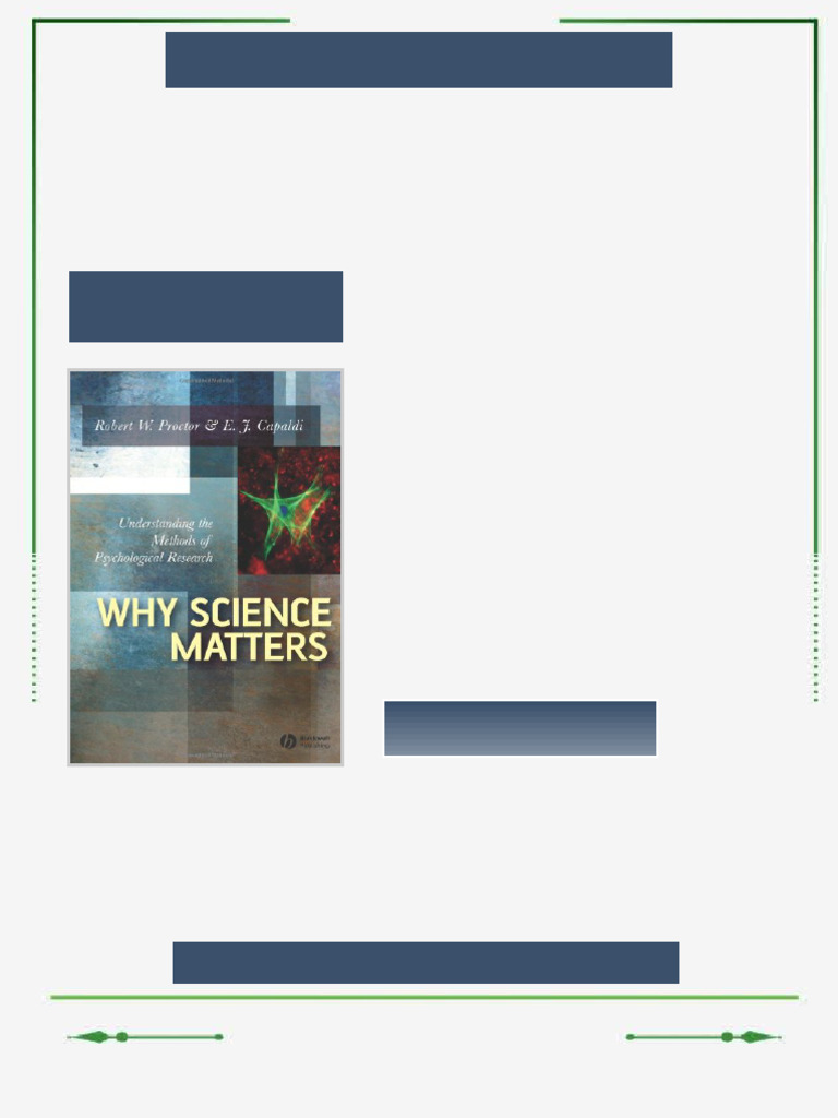 Why Science Matters Understanding the Methods of Psychological Research ...
