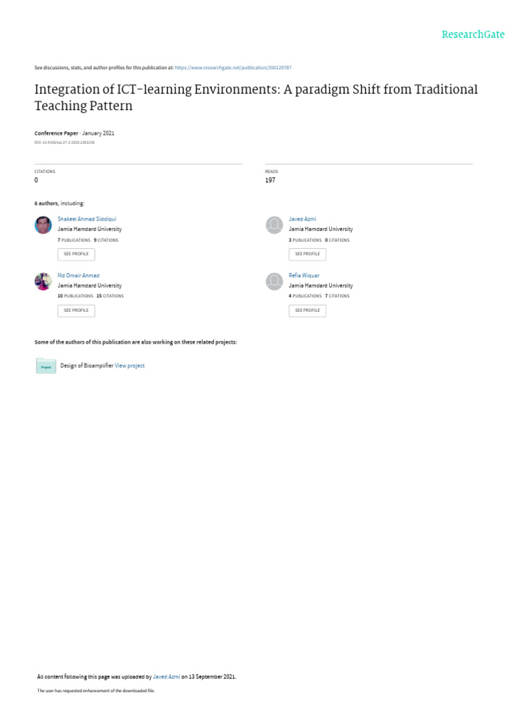 Integration of ICT-learning Environments- A paradigm Shift from ...