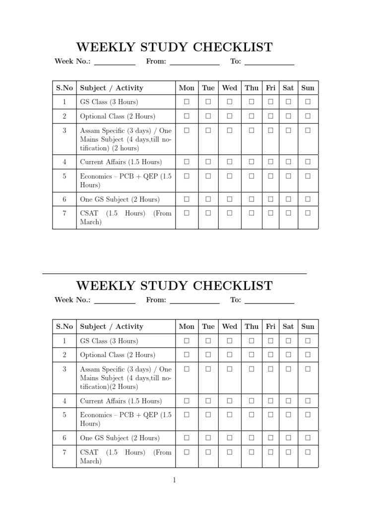 Weekly Schedule | PDF
