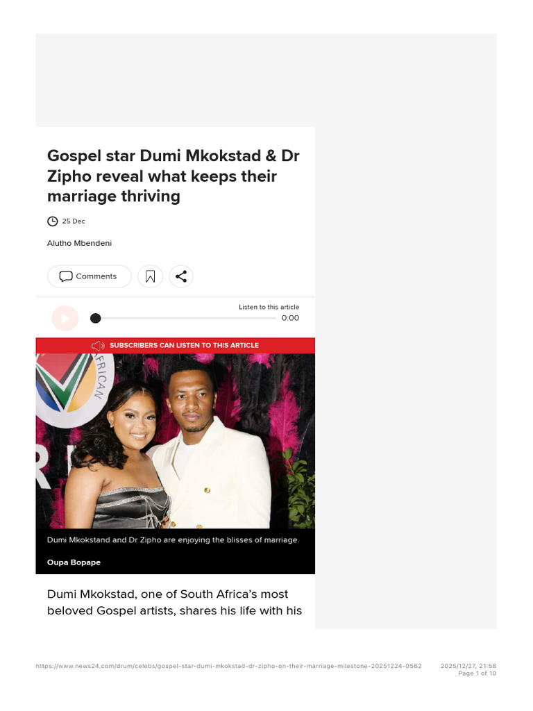 Gospel Star Dumi Mkokstad & Dr Zipho Reveal What Keeps Their Marriage ...