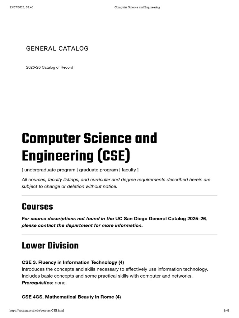 CSE Course List | PDF | Databases | Machine Learning