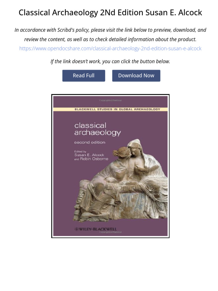 Classical Archaeology 2nd Edition Susan E. Alcock pdf available | PDF ...