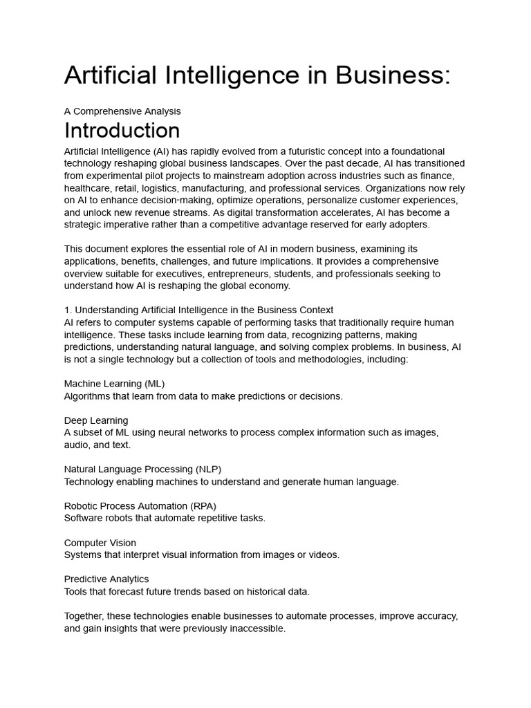 AI's Impact on Modern Business Operations | PDF | Artificial ...