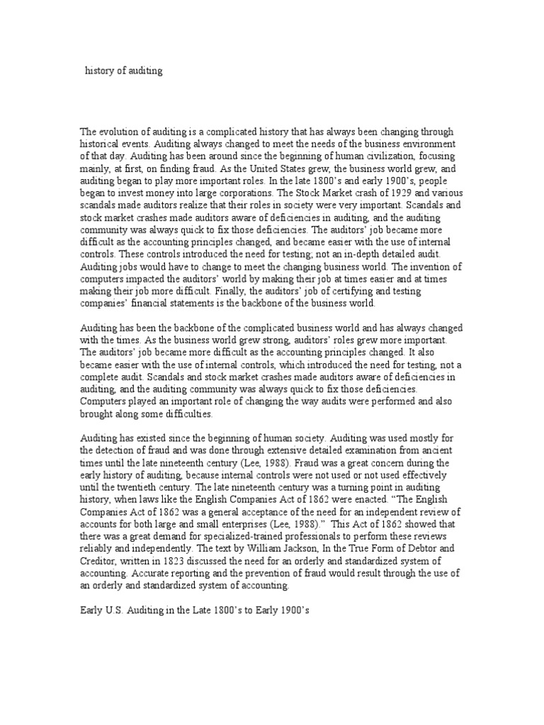 History of Auditing | PDF | Audit | Accounting