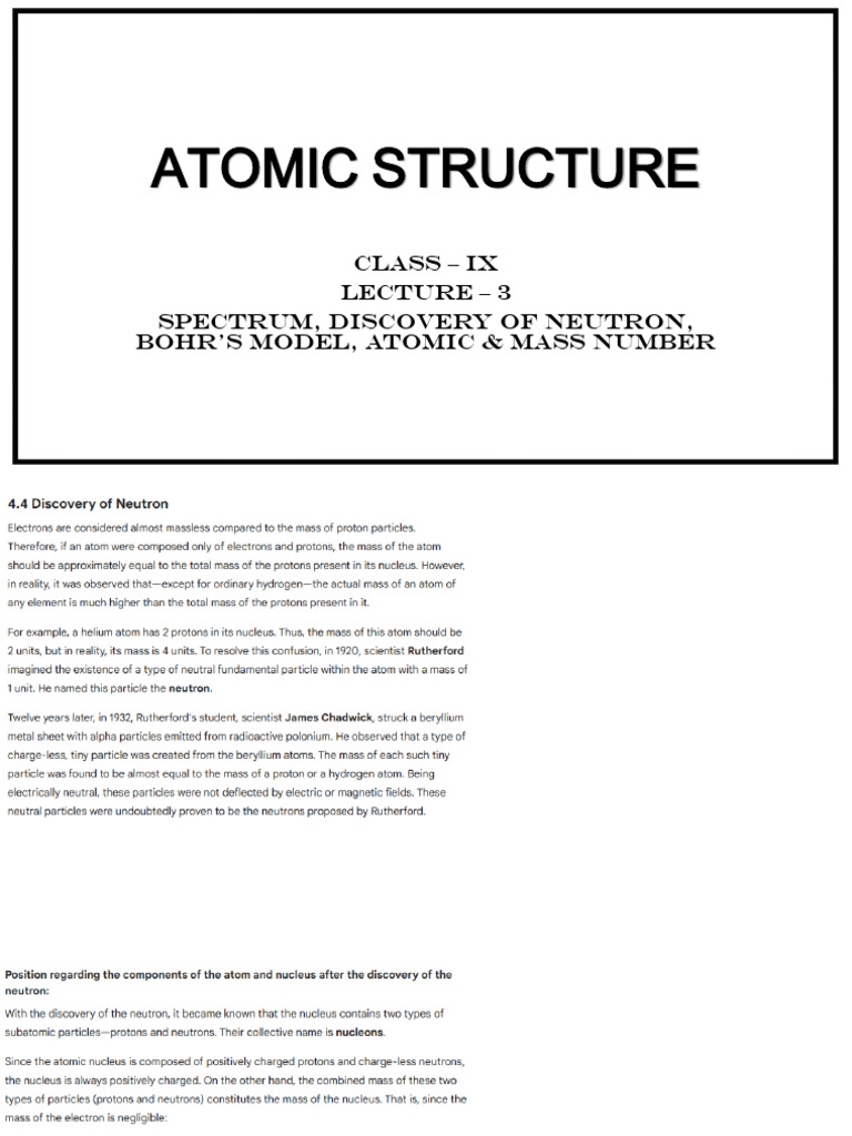Atomic Structure | PDF