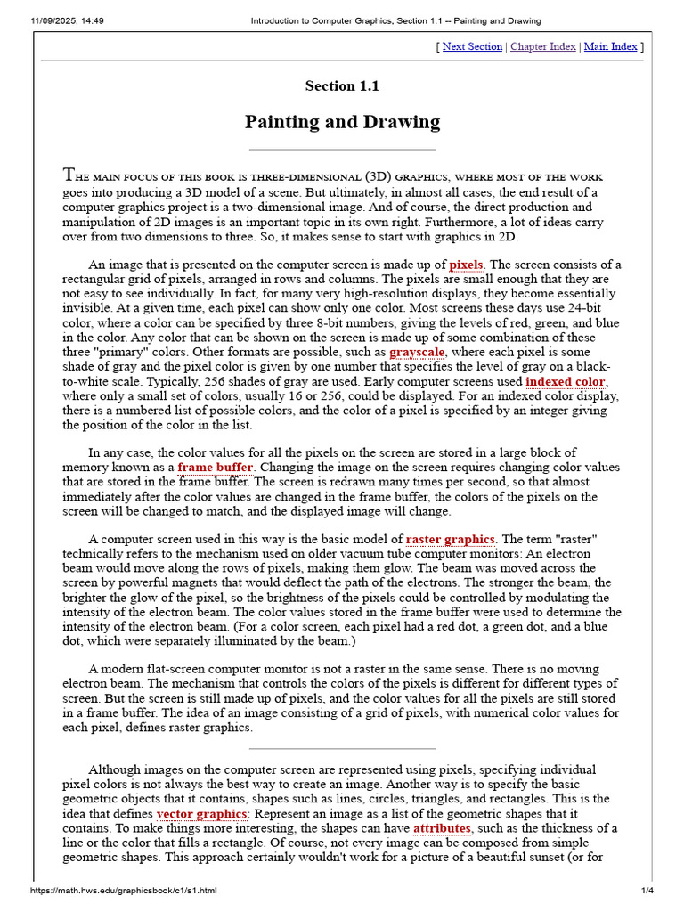Introduction to Computer Graphics, Section 1.1 -- Painting and Drawing ...