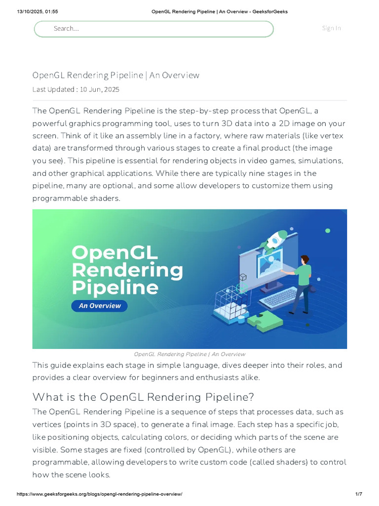 OpenGL Rendering Pipeline _ an Overview - GeeksforGeekso | PDF | Shader | Rendering (Computer ...