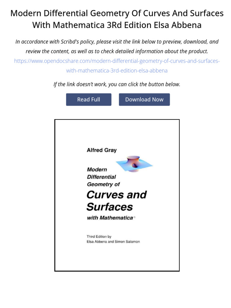 Modern Differential Geometry of Curves and Surfaces with Mathematica ...