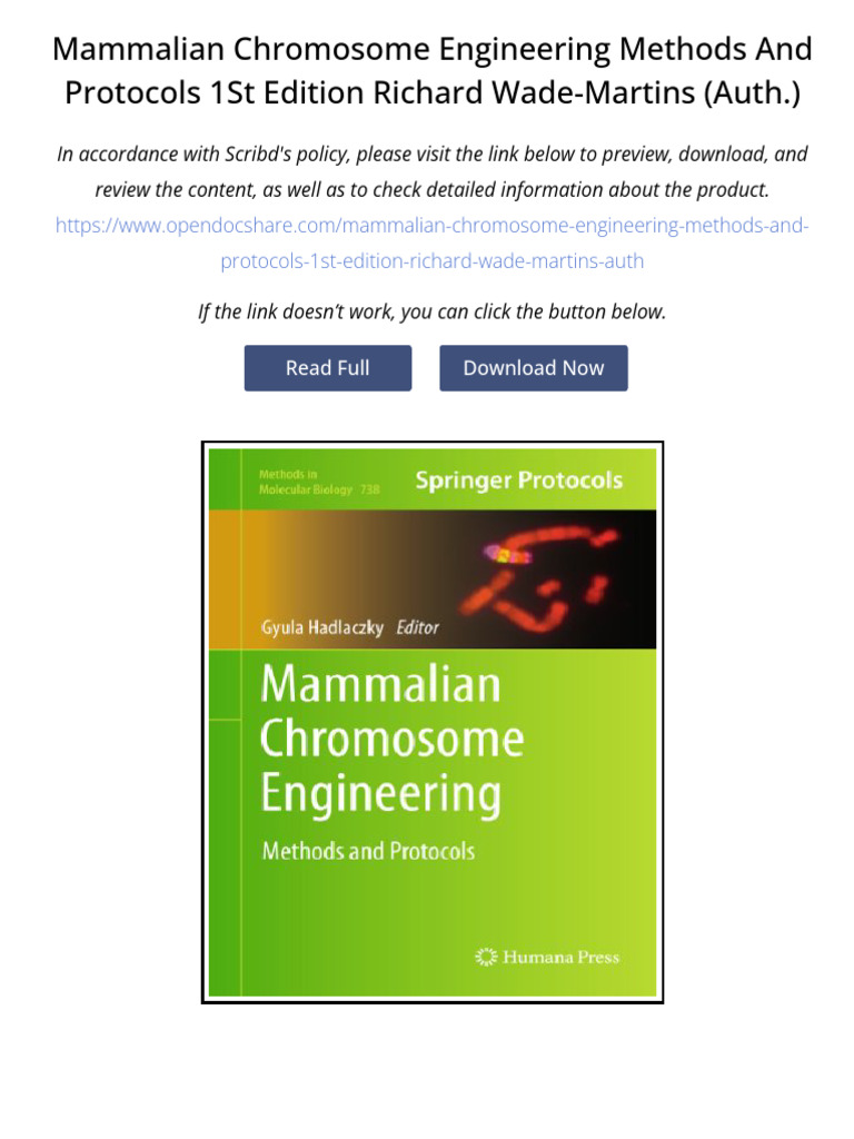 Mammalian Chromosome Engineering Methods and Protocols 1st Edition ...