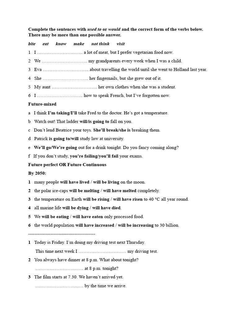Grammar Exercises: Verb Forms and Tenses | PDF